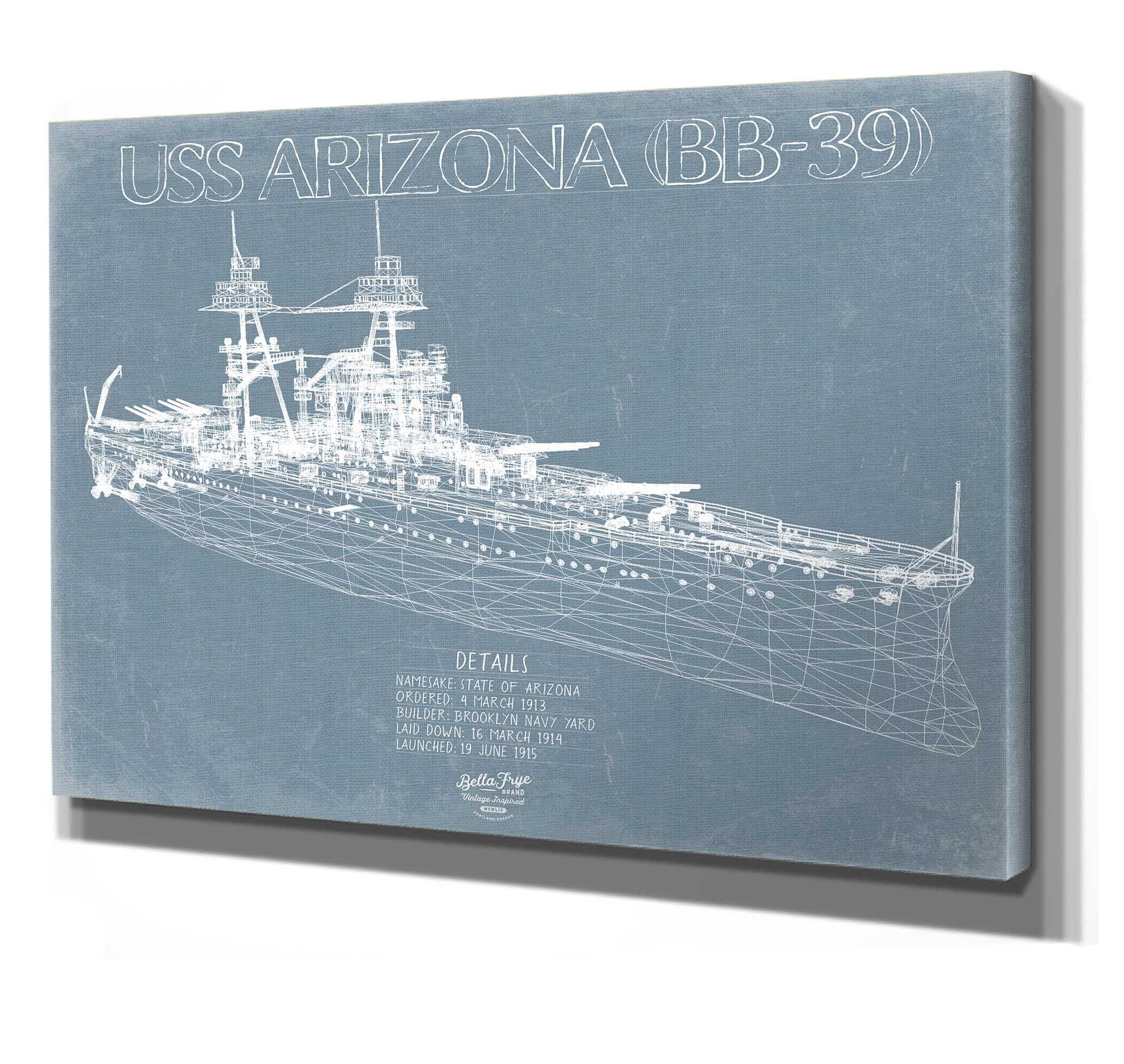 USS Arizona BB-39 Blueprint Wall Art - Original Battleship Print - Etsy