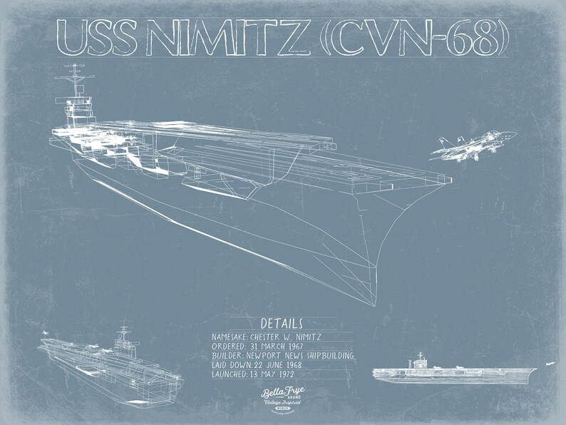 USS Nimitz CVN-68 Blueprint Wall Art Original Carrier Print - Etsy