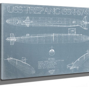 USS Trepang (SSN-674) Blueprint Wall Art - Original Nuclear-powered ...
