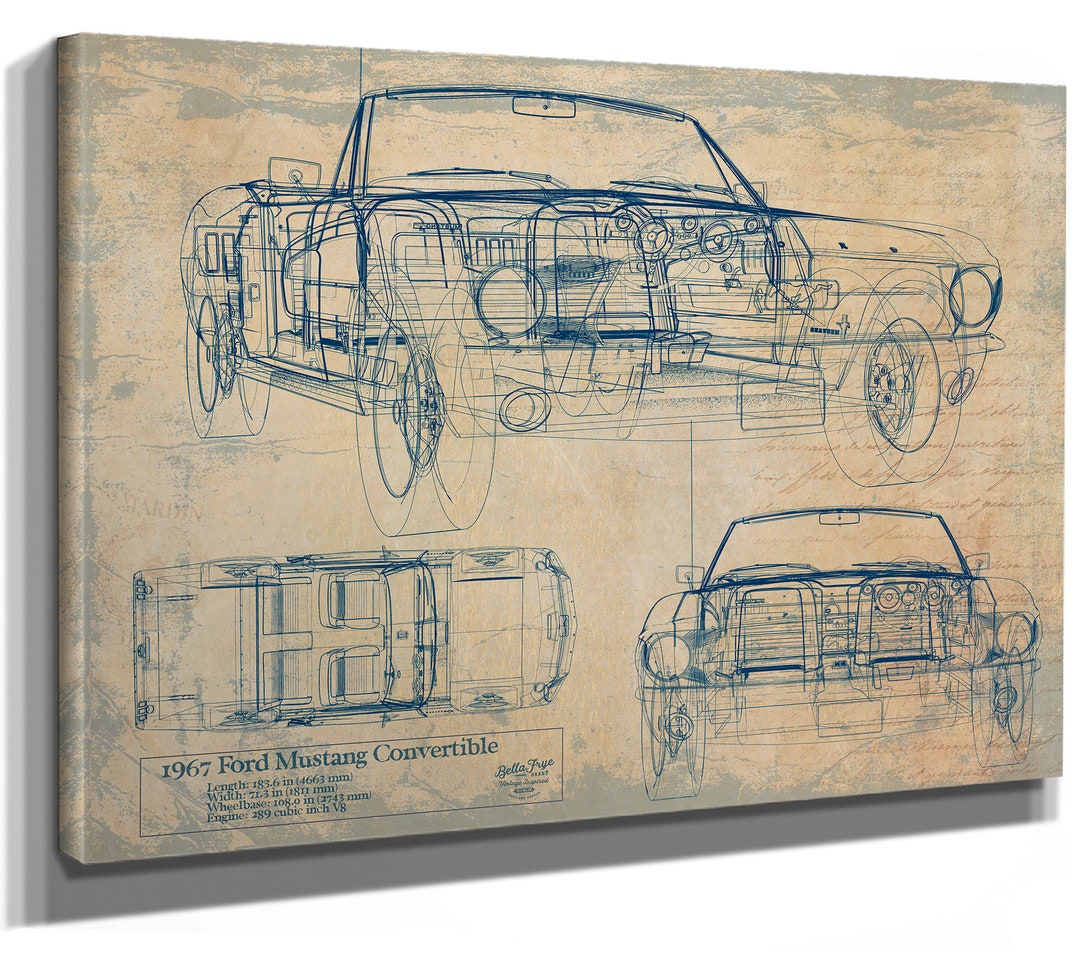 Vintage 1967 Convertible Car Model Print, Gifts for Him, Original ...