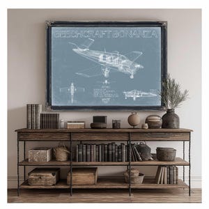 Beechcraft Bonanza Aircraft Blueprint Wall Art - Original Aviation ...