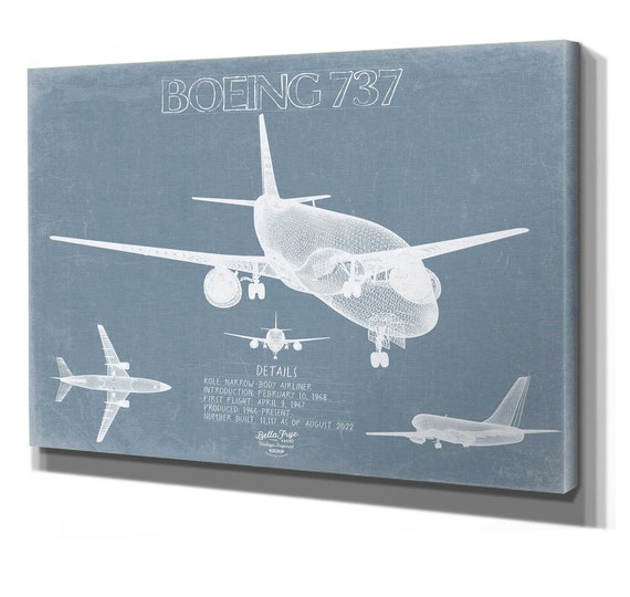 Boeing 737 Aircraft Blueprint Wall Art Original Aviation - Etsy