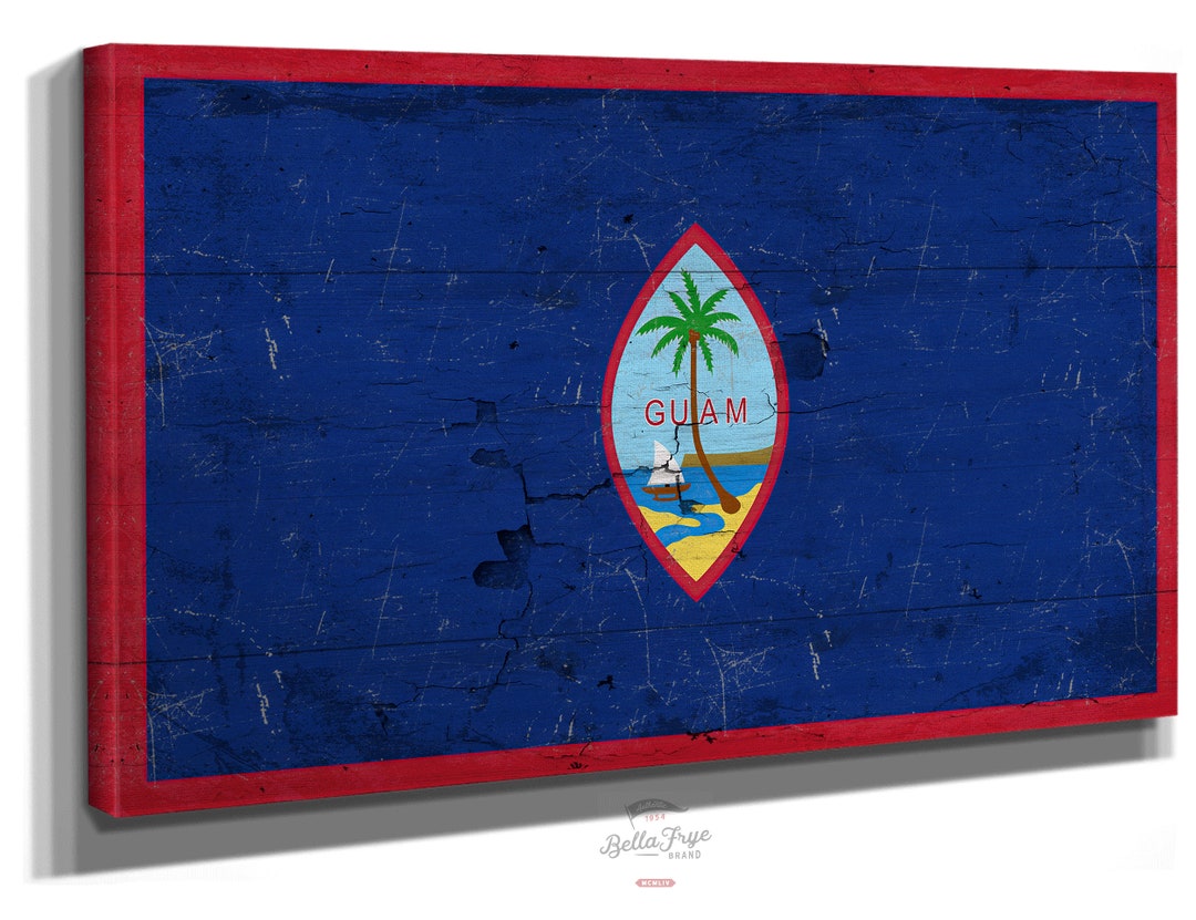 Guam Flag Weathered Wood Look Wall Art - Vintage Guam Island Territory ...