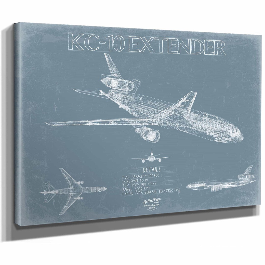 Mcdonnell Douglas KC-10 Extender Aircraft Blueprint Wall Art - Original ...