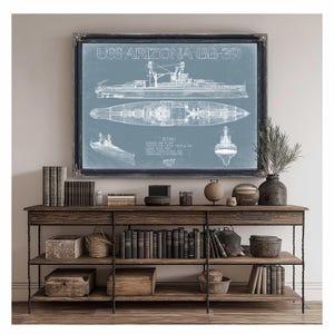USS Arizona BB-39 - Blueprint Wall Art - Original Battleship Print - Etsy