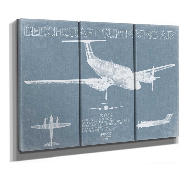 Beechcraft Super King Air 200 Aircraft Blueprint Wall Art - Etsy