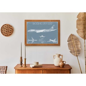 Boeing 757 200 Aircraft Blueprint Wall Art - Original Aviation Plane ...