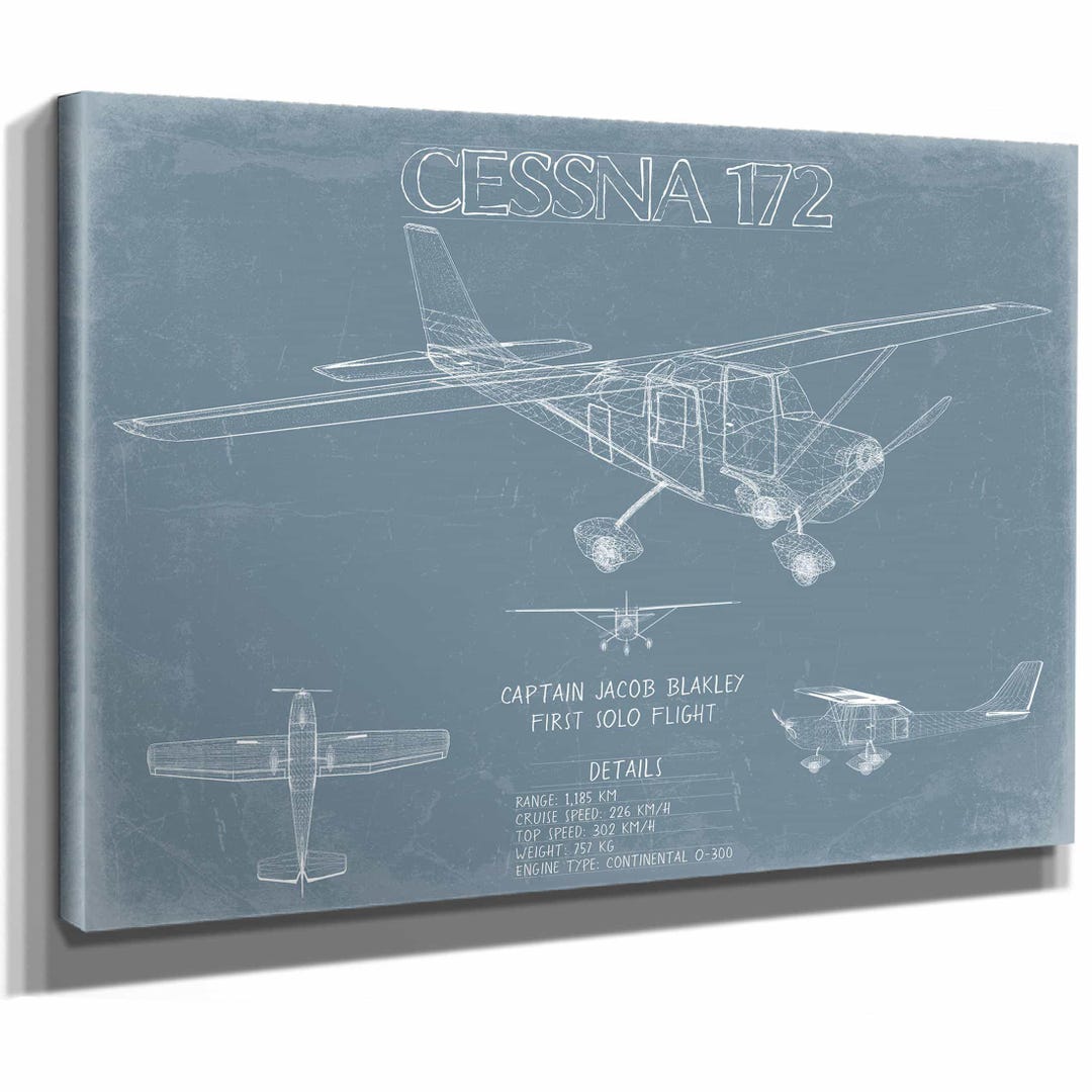Cessna 172 Aircraft Blueprint Wall Art - Original Airplane Print - Etsy