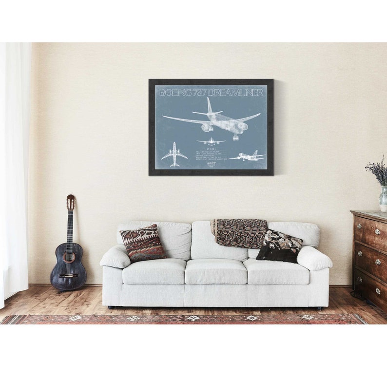 Boeing 787 Dreamliner Aircraft Blueprint Wall Art Original - Etsy