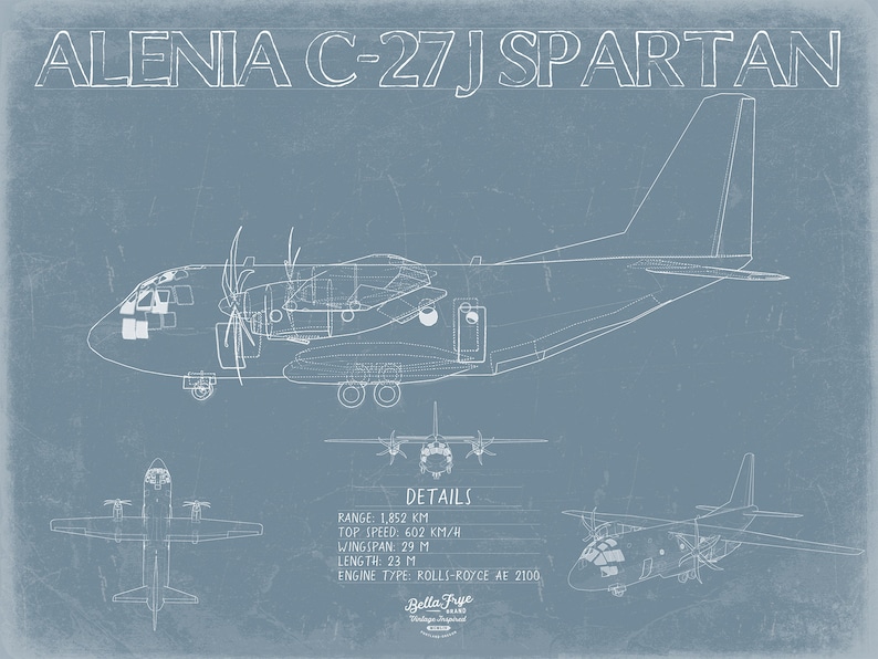 Alenia-c-27j-spartan Aircraft Blueprint Wall Art Original - Etsy