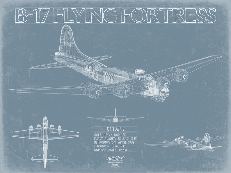 B-17 Flying Fortress Aircraft Blueprint Wall Art Original - Etsy