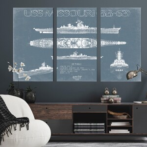 USS Missouri (BB-63) Blueprint Wall Art - Original Battleship Print - Etsy