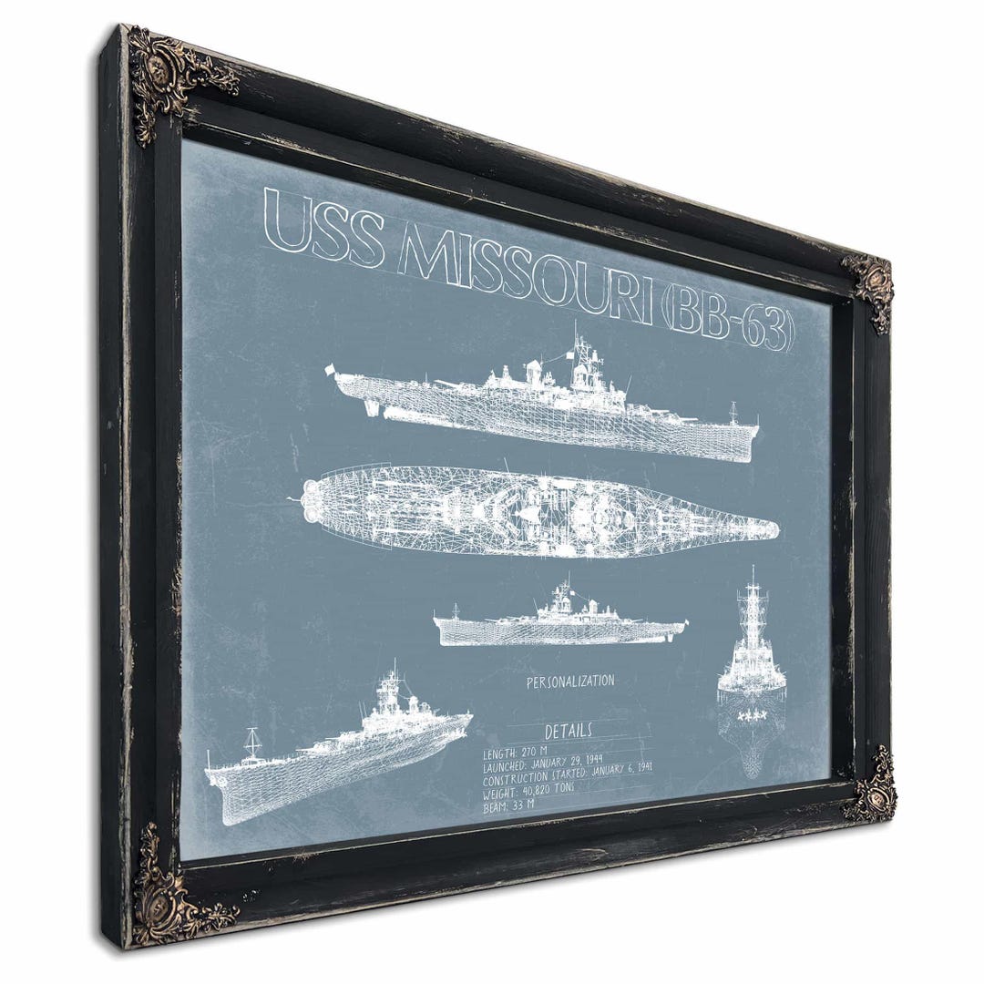 USS Missouri (BB-63) Blueprint Wall Art - Original Battleship Print - Etsy