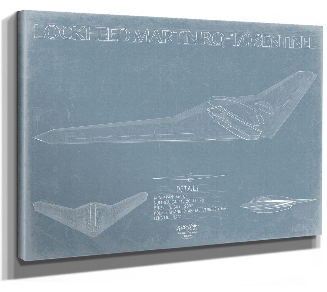 Lockheed Martin RQ-170 Sentinel Blueprint Wall Art - Original Airplane ...