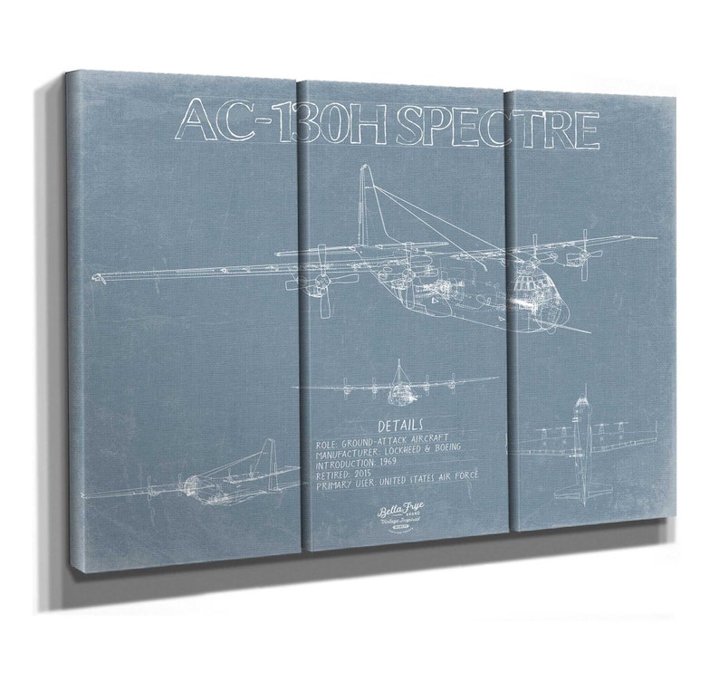 AC-130H Spectre Aircraft Blueprint Wall Art Original - Etsy