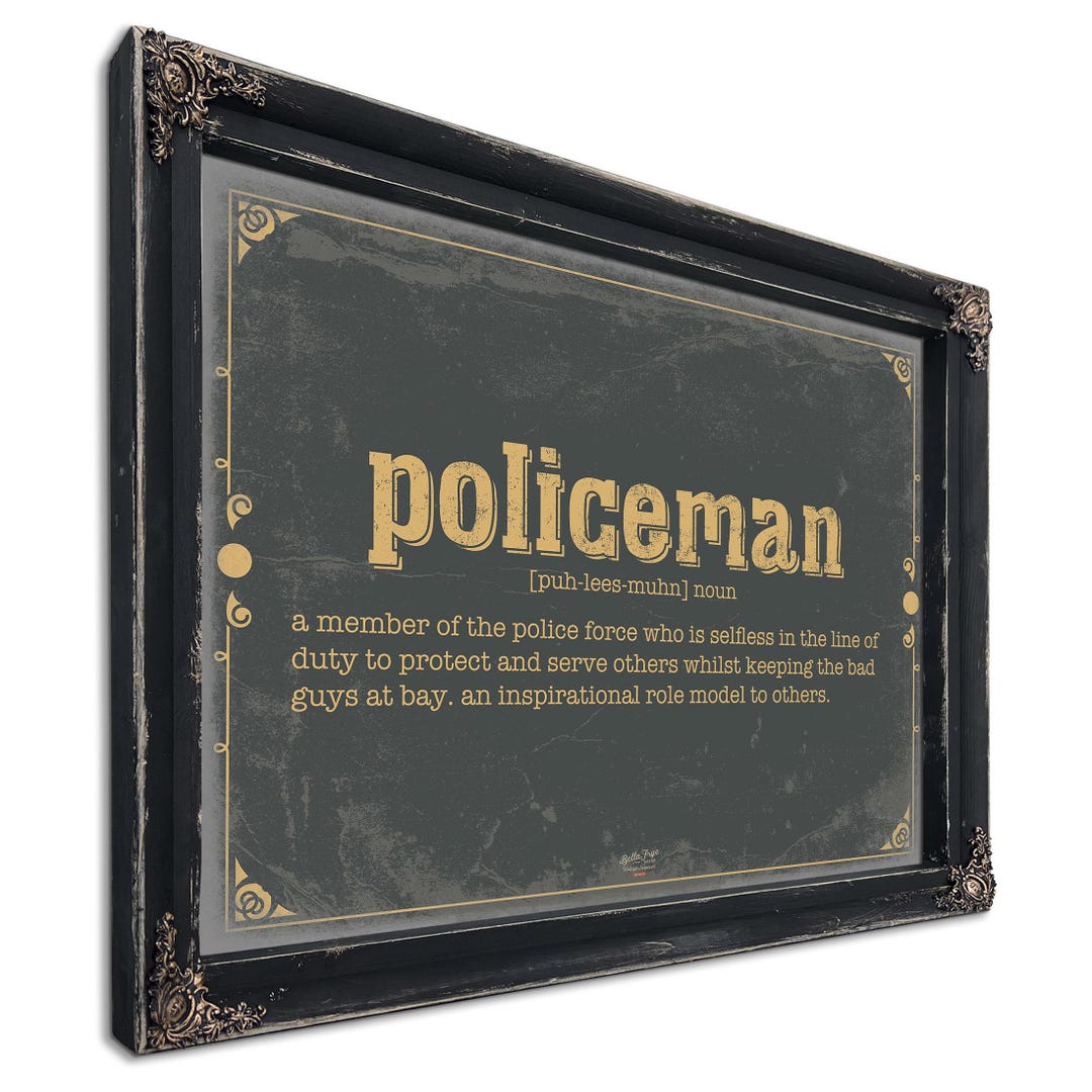 Policeman Word Definition Wall Art - Gift for Policeman Dictionary ...