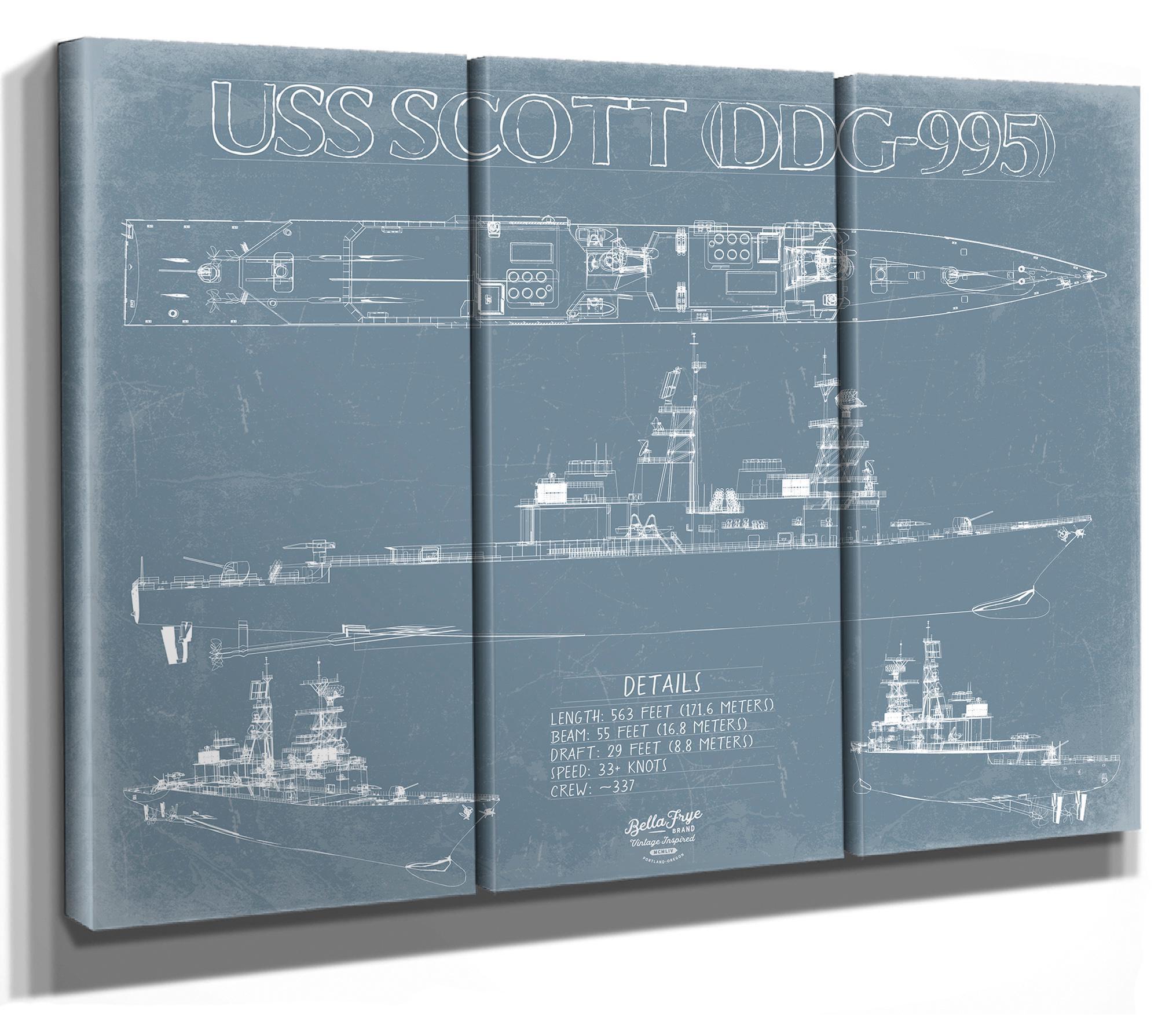 USS Scott (DDG-995) Blueprint Wall Art - Original Destroyer Print - Etsy