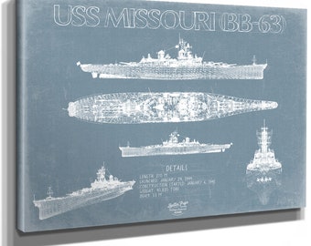 USS Missouri Battleship Wall Art Canvas Painting Framed - Etsy