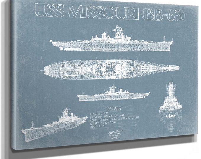 USS Missouri Blueprint 11 X 14 - Etsy