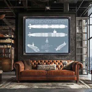 USS Chicago (SSN-721) Blueprint Wall Art - Original Submarine Print - Etsy
