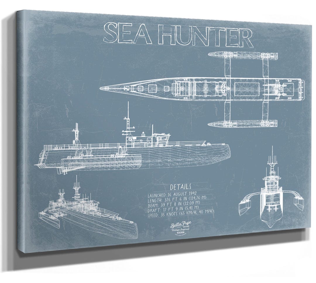 Sea Hunter Blueprint Wall Art - Original Unmanned Surface Vehicle Print ...