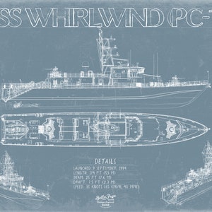 USS Whirlwind PC-11 Blueprint Wall Art Original Patrol Ship Print - Etsy