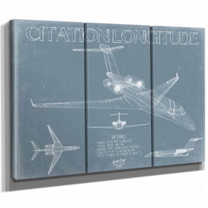 Cessna Citation Longitude Aircraft Blueprint Wall Art - Original ...