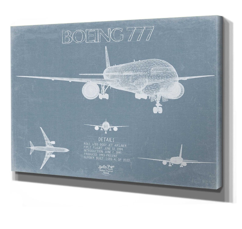 Boeing 777 Aircraft Blueprint Wall Art Original Aviation - Etsy