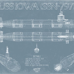 USS Iowa (SSN-797) Blueprint Wall Art - Original Submarine Print - Etsy