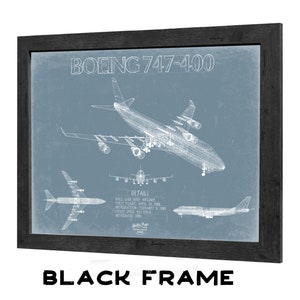 Boeing 747-400 Aircraft Blueprint Wall Art Original Aviation Plane ...