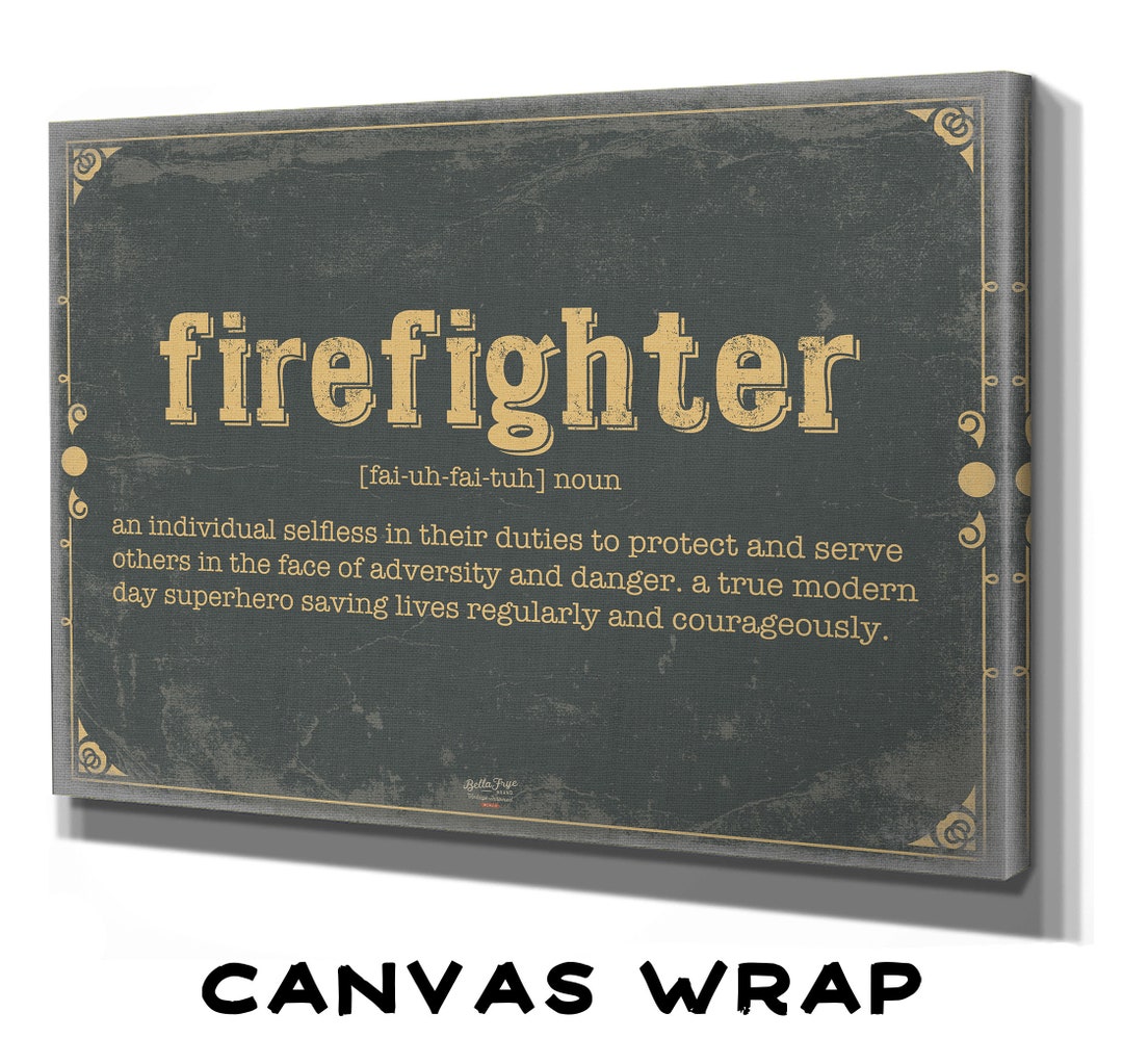 Firefighter Word Definition Wall Art - Gift for Firefighter Dictionary ...