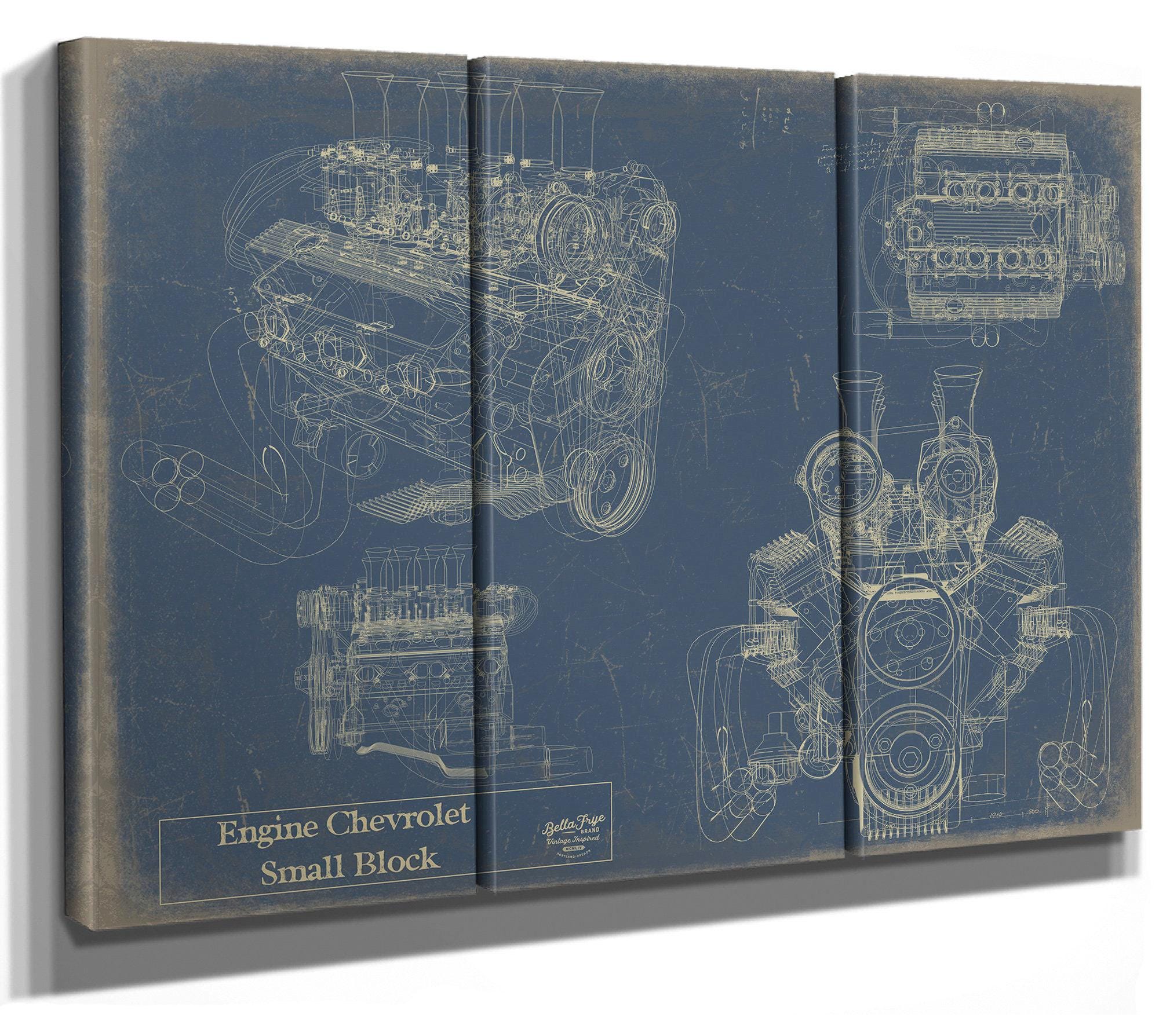 Vintage Engine Chevy Small Block Print, Original Blueprint Canvas - Etsy