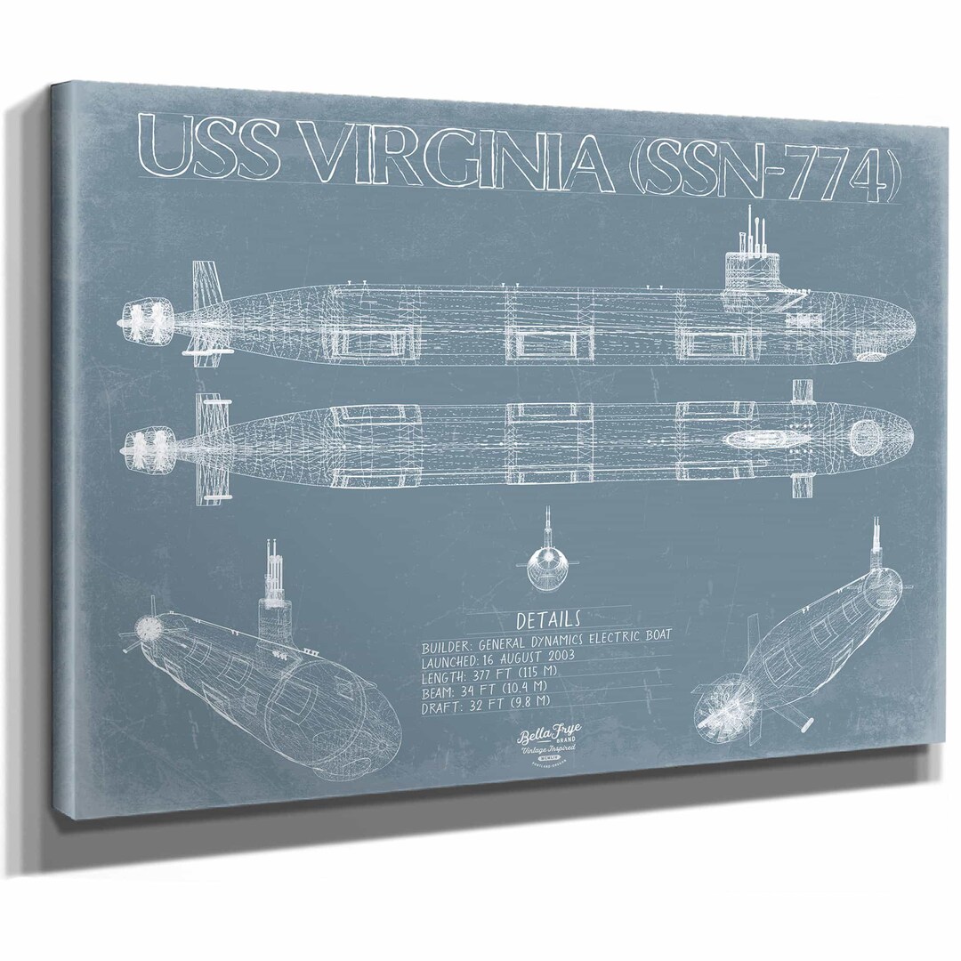 USS Virginia (SSN-774) Blueprint Wall Art - Original Submarine Print - Etsy