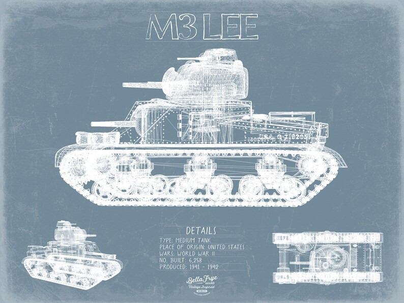 M3-lee Tank Blueprint Wall Art Original Military Print - Etsy