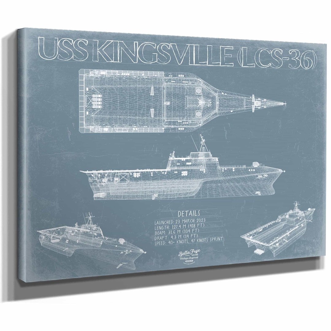 USS Kingsville (LCS-36) Blueprint Wall Art - Original Littoral Combat ...