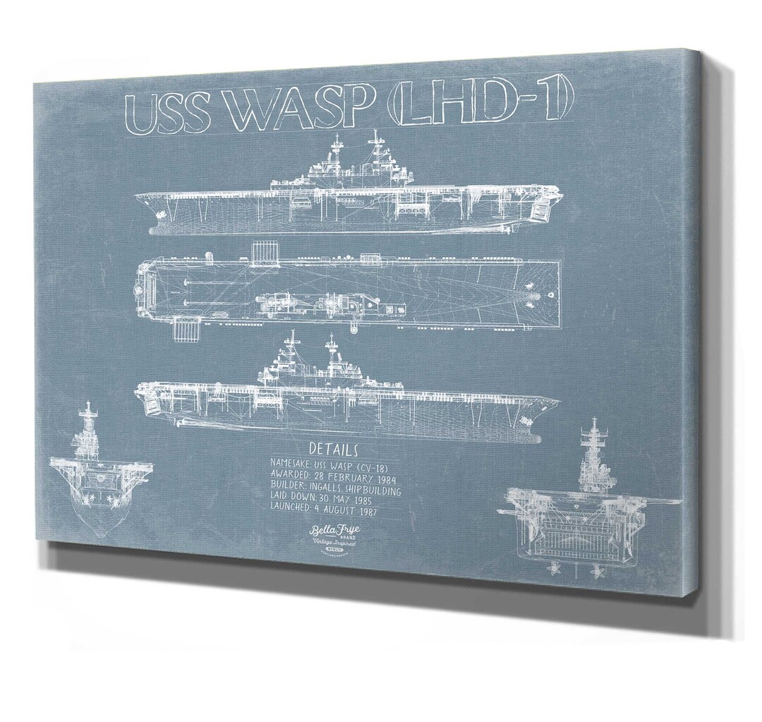 USS Wasp LHD-1 Blueprint Wall Art - Original Carrier Print - Etsy