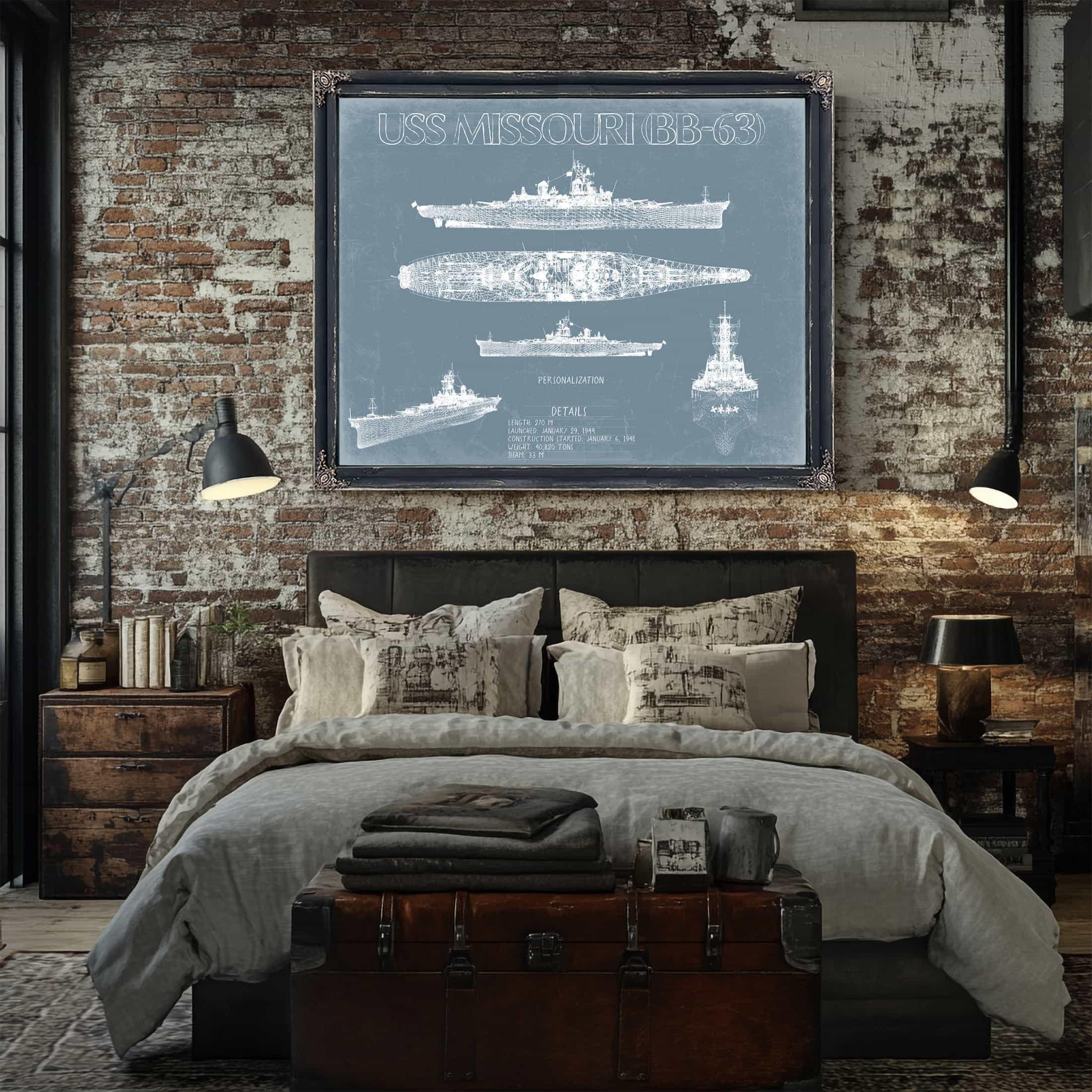 USS Missouri (BB-63) Blueprint Wall Art - Original Battleship Print - Etsy