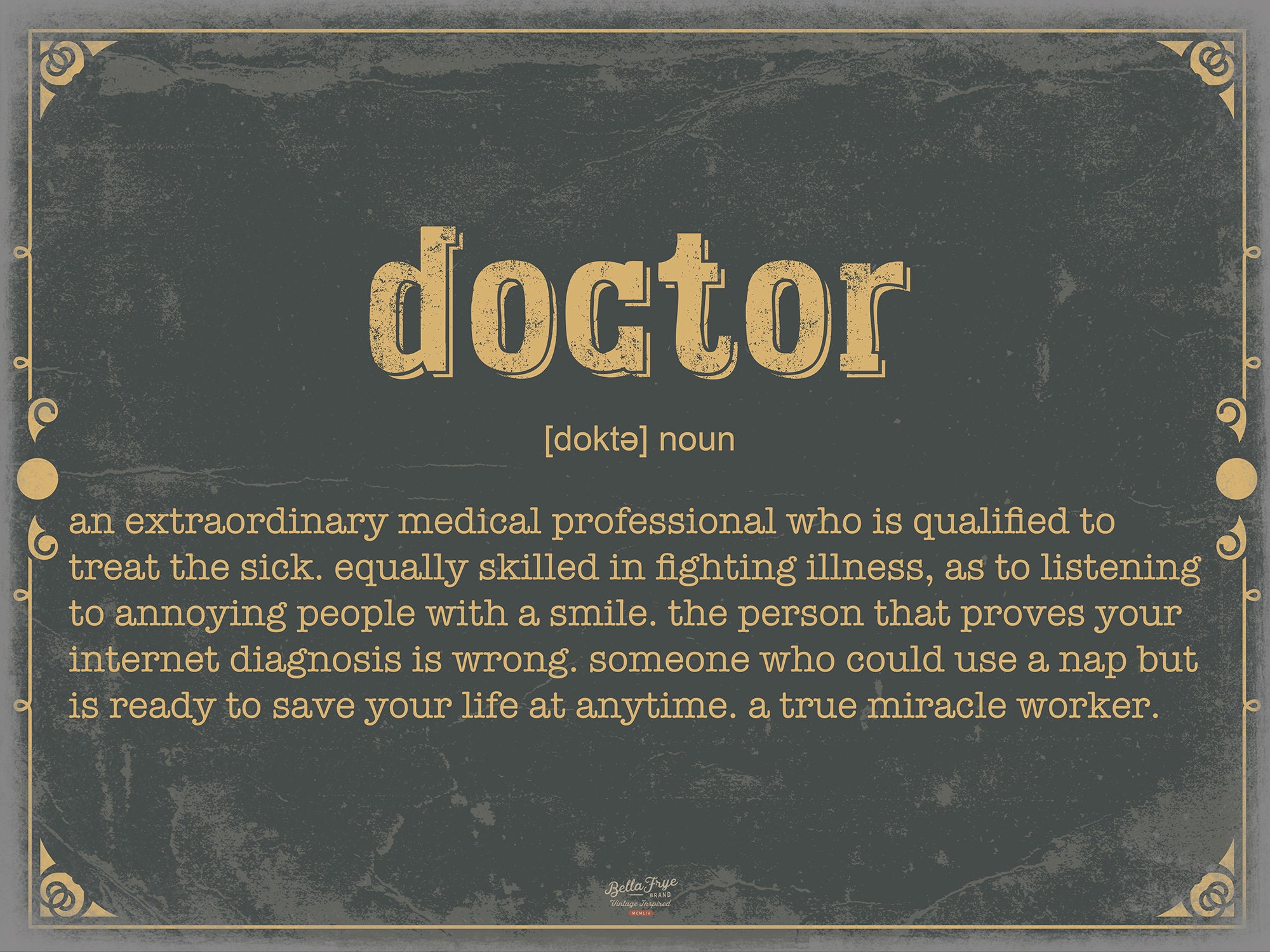 Doctor Word Definition Wall Art Gift for Doctor Dictionary - Etsy