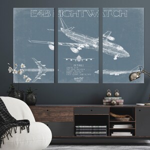Boeing E4B Nightwatch Aircraft Blueprint Wall Art - Original Aviation ...