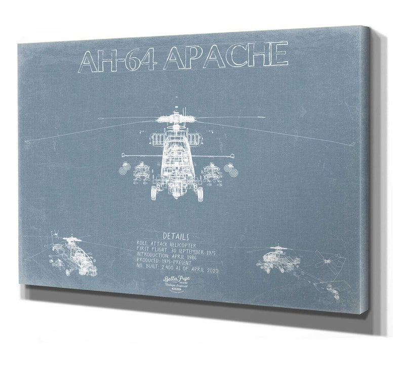 Boeing AH-64 Apache Helicopter Blueprint Wall Art Original - Etsy