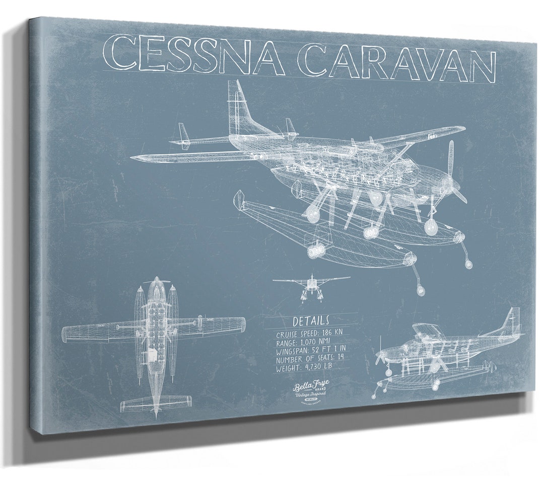 Cessna Caravan Aircraft Blueprint Wall Art - Original Airplane Print - Etsy