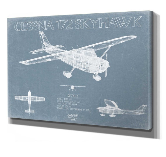 Cessna 172 Skyhawk Aircraft Blueprint Wall Art Original - Etsy