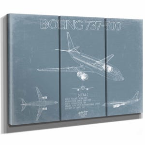 Boeing 737-500 Aircraft Blueprint Wall Art - Original Aviation Plane ...