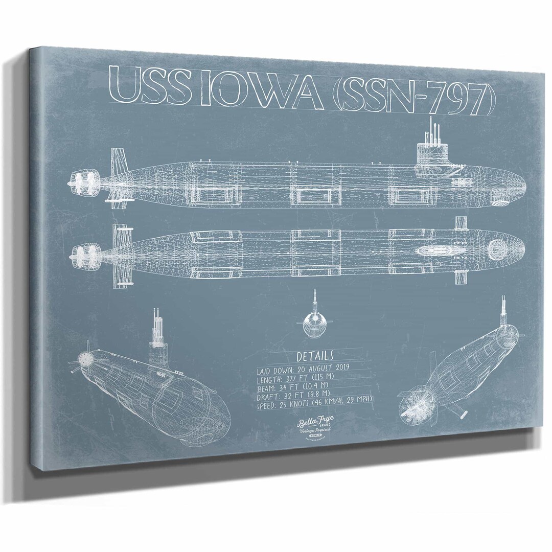 USS Iowa (SSN-797) Blueprint Wall Art - Original Submarine Print - Etsy