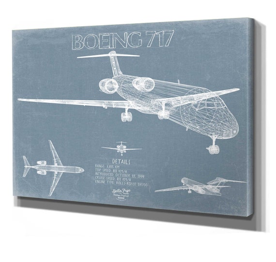 Boeing 717 Aircraft Blueprint Wall Art Original Aviation - Etsy