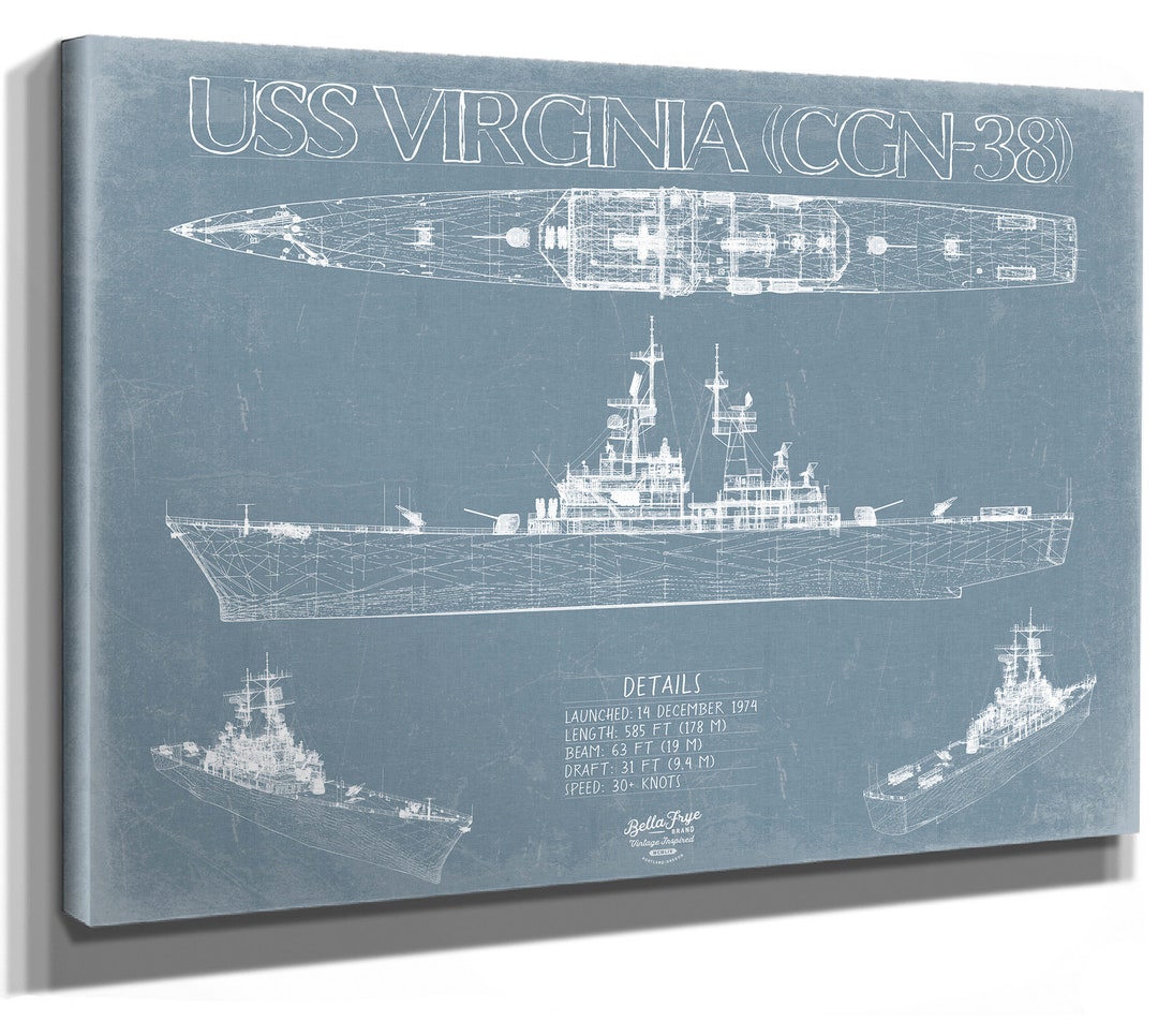 USS Virginia (CGN-38) Blueprint Wall Art - Original Cruiser Print - Etsy