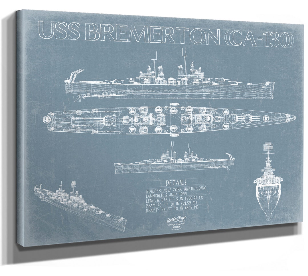 USS Bremerton (CA-130) Blueprint Wall Art - Original Cruiser Print - Etsy