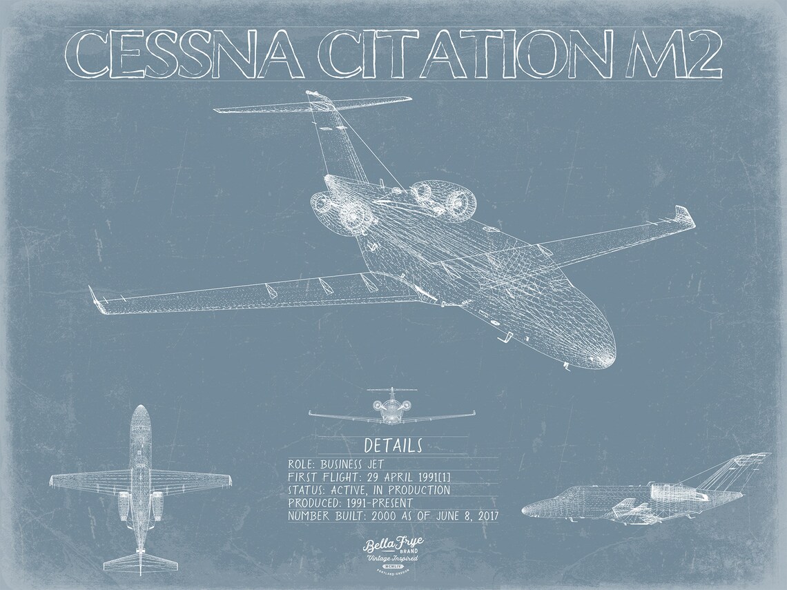 Cessna Citation M2 Aircraft Blueprint Wall Art Original - Etsy