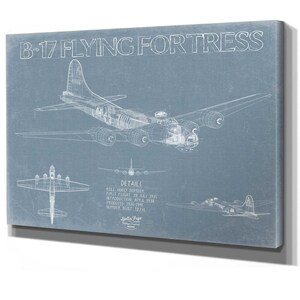 B-17 Flying Fortress Aircraft Blueprint Wall Art - Original Aviation ...
