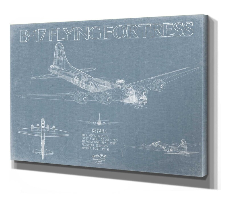 B-17 Flying Fortress Aircraft Blueprint Wall Art Original - Etsy